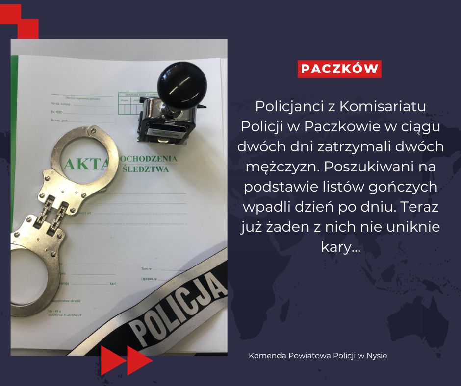 Dwóch poszukiwanych listem gończym w rękach paczkowskich policjantów ... Dwóch poszukiwanych listem gończym w rękach paczkowskich policjantów ...